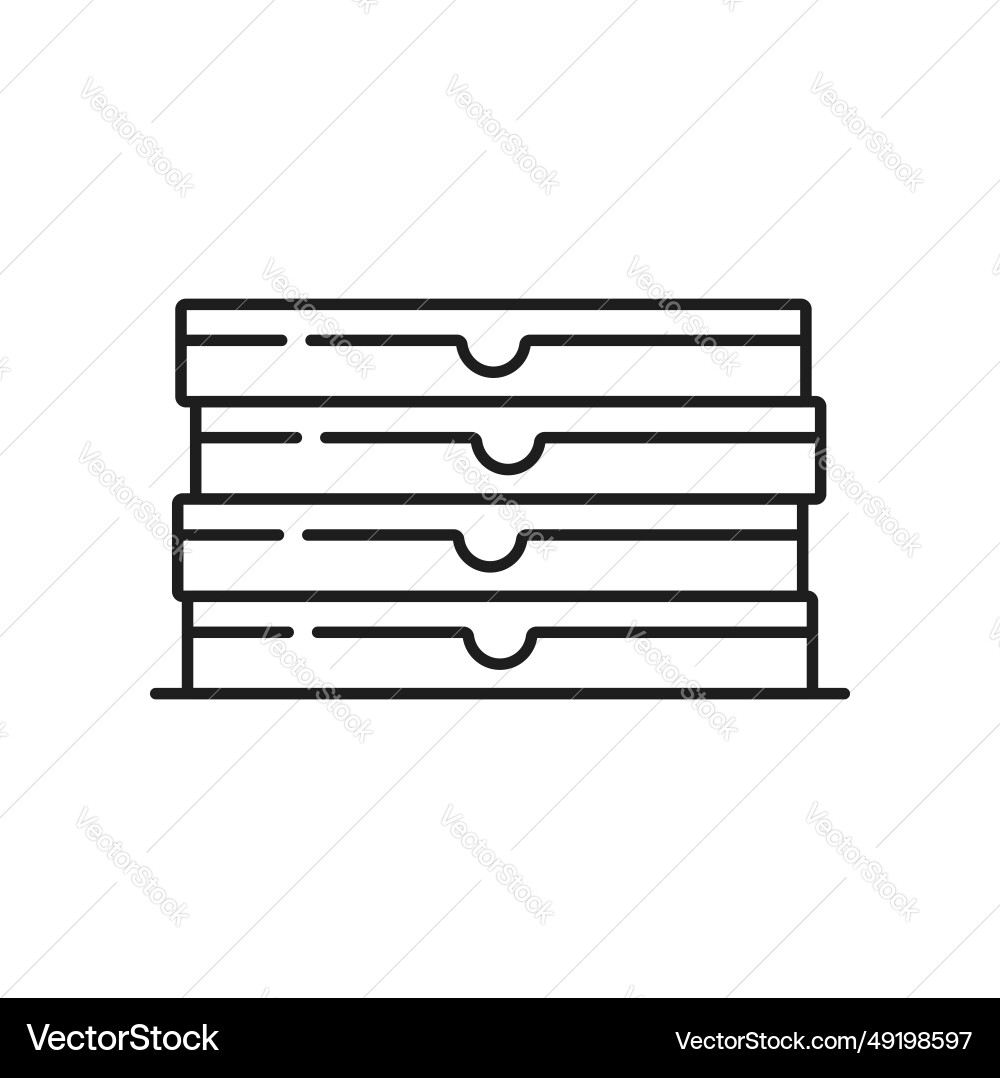 Stacked pizza boxes outline food containers Vector Image