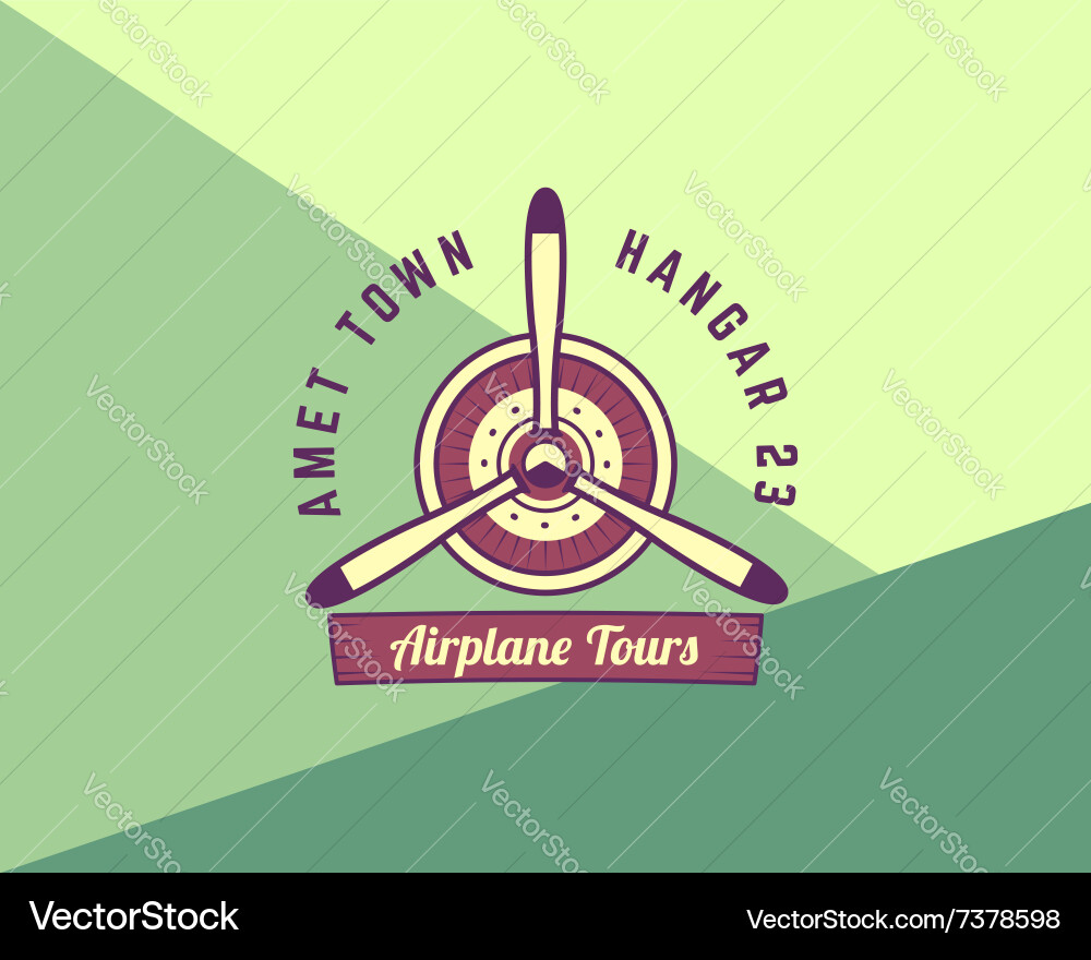 Airplane propeller emblem biplane label retro Vector Image