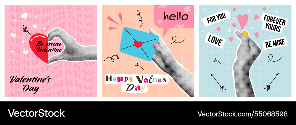 Collage poster design - valentines day 2 Vector Image