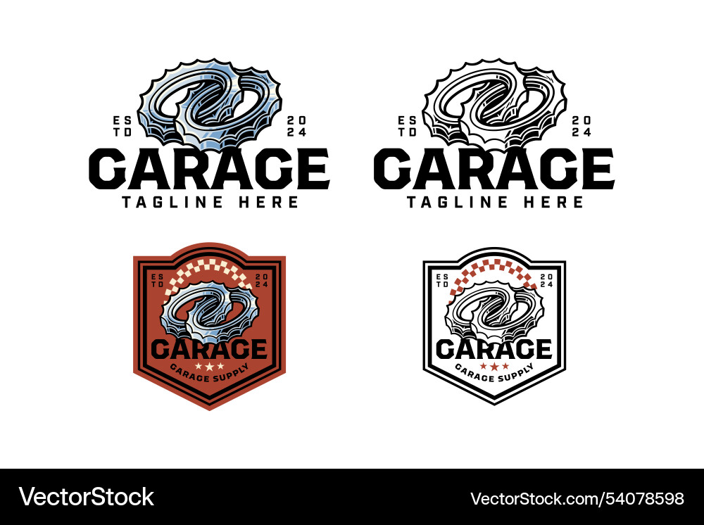 Gear ring engine with infinity logo design set Vector Image