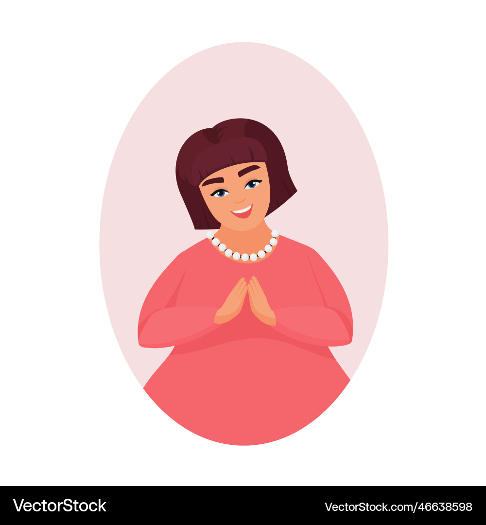 Smiling cute fat woman Royalty Free Vector Image