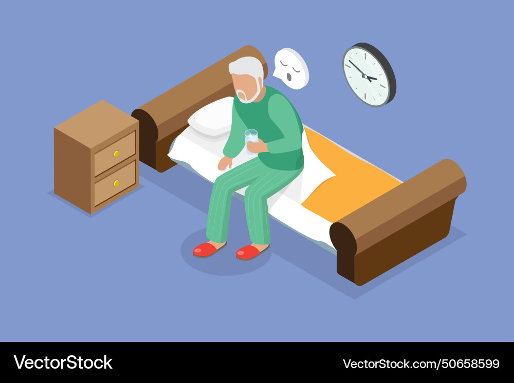 3d isometric flat of insomnia Royalty Free Vector Image