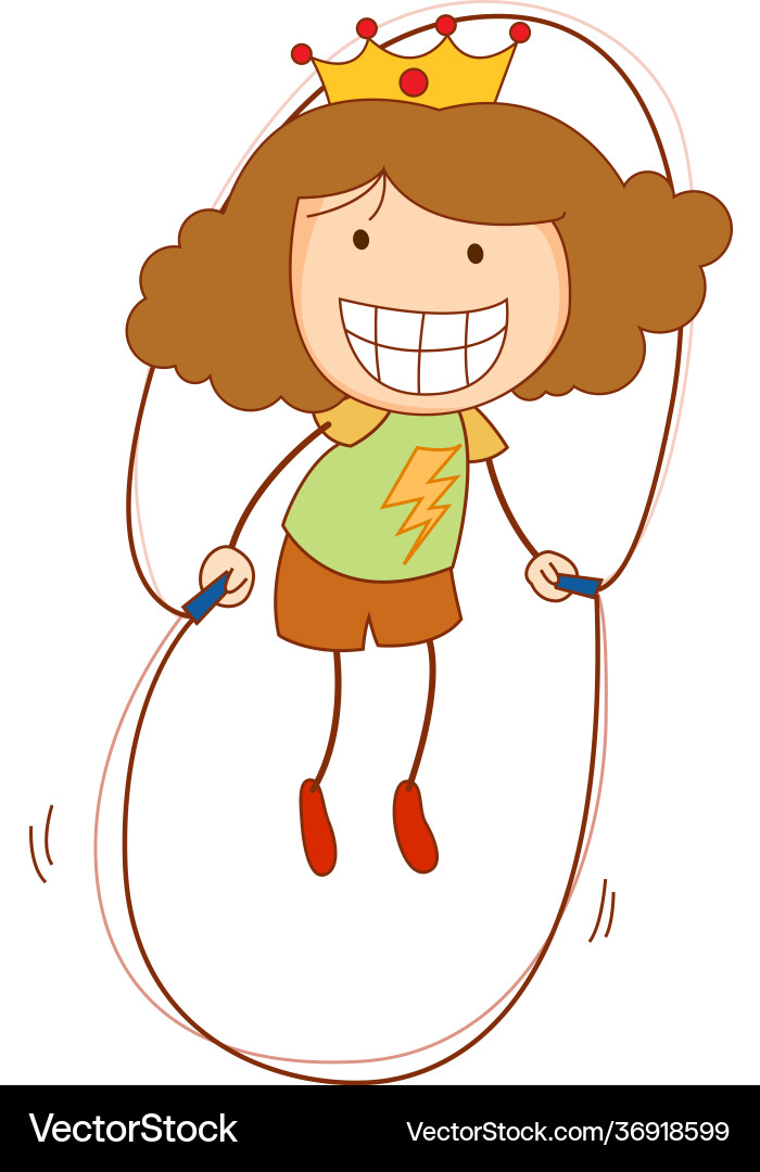 A doodle kid jumping rope cartoon character Vector Image