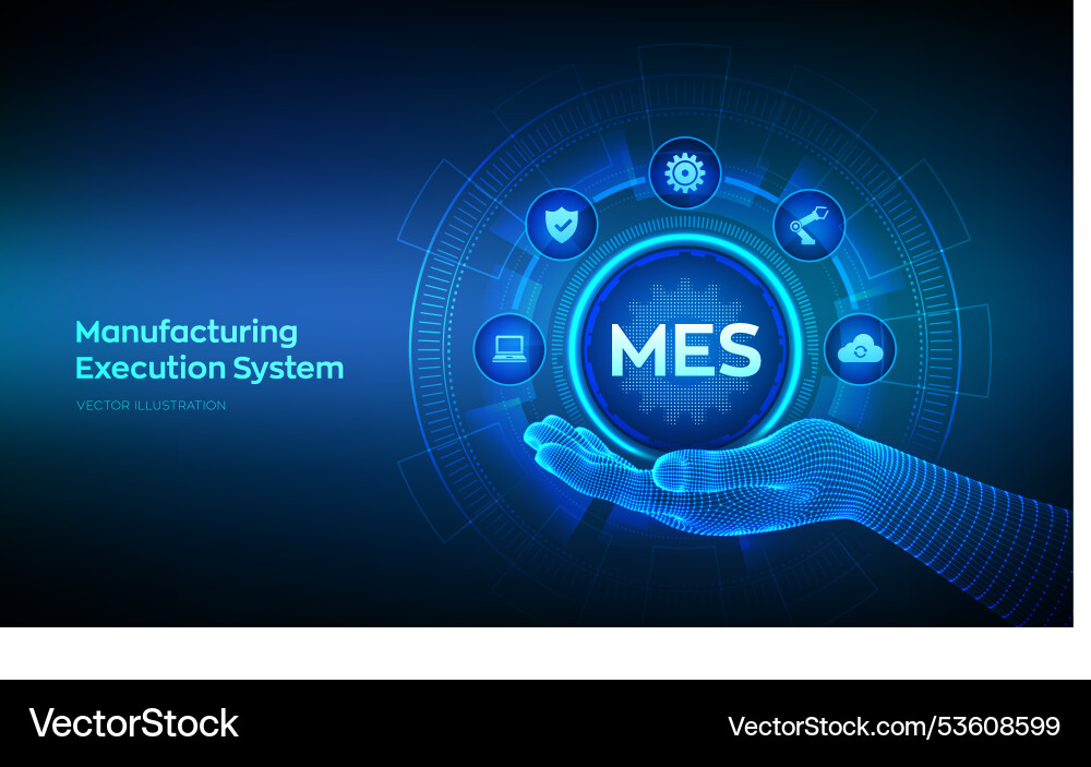 Mes icon in wireframe hand manufacturing Vector Image