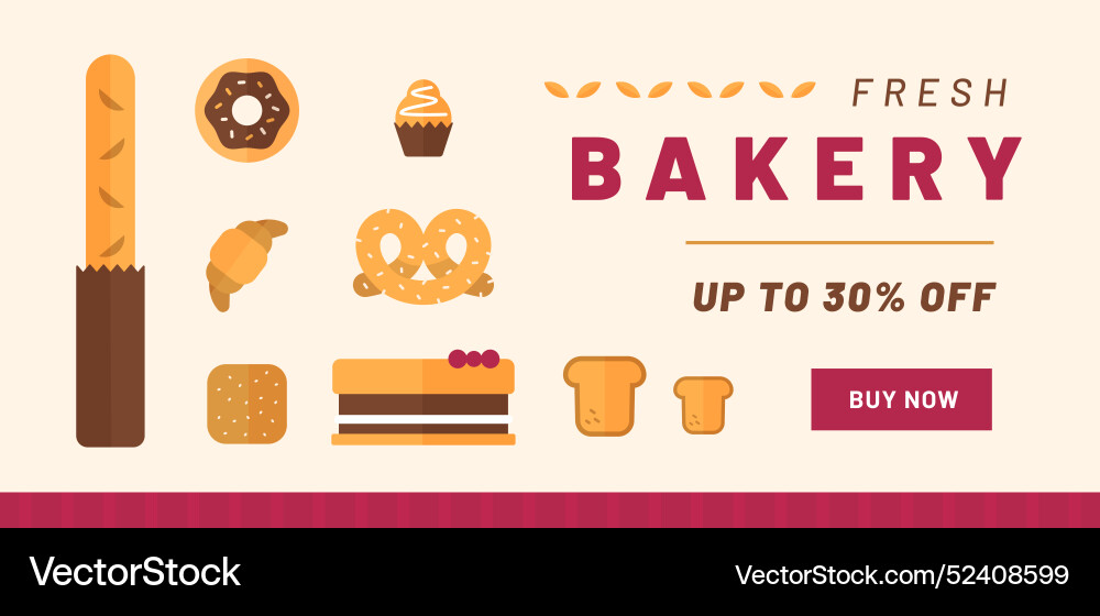 Minimal bakery shop sale banner Royalty Free Vector Image