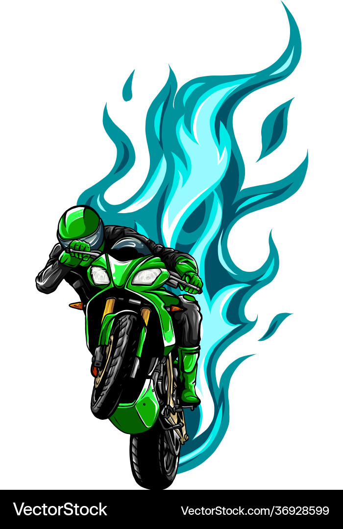 Motorcycle Racing Fire Logo Royalty Free Vector Image