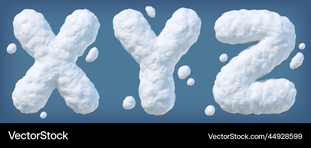 Snowy letters x y z Royalty Free Vector Image - VectorStock