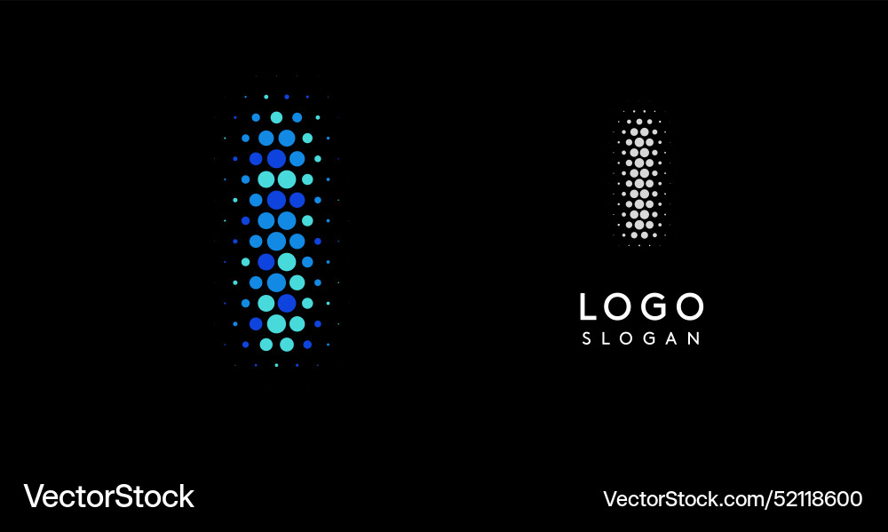 Abstract letter i logo with blue gradient dots Vector Image
