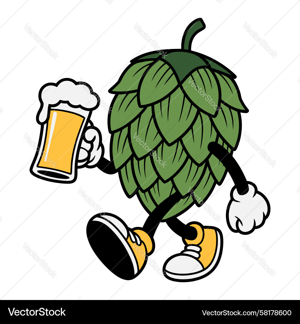 Cartoon Hop Character Drinking Beer Royalty Free Vector