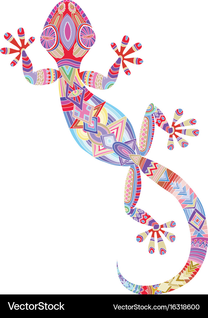 Drawing lizard gecko with ethnic patterns Vector Image