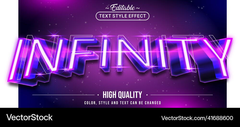 Neon Infinity Text Effect Royalty Free Vector Image