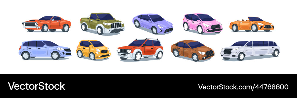 Passenger cars set modern auto vehicles Royalty Free Vector