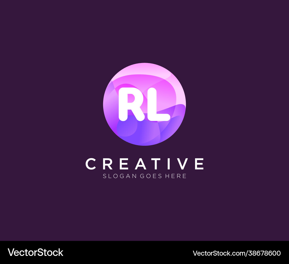 Rl initial logo with colorful circle template Vector Image