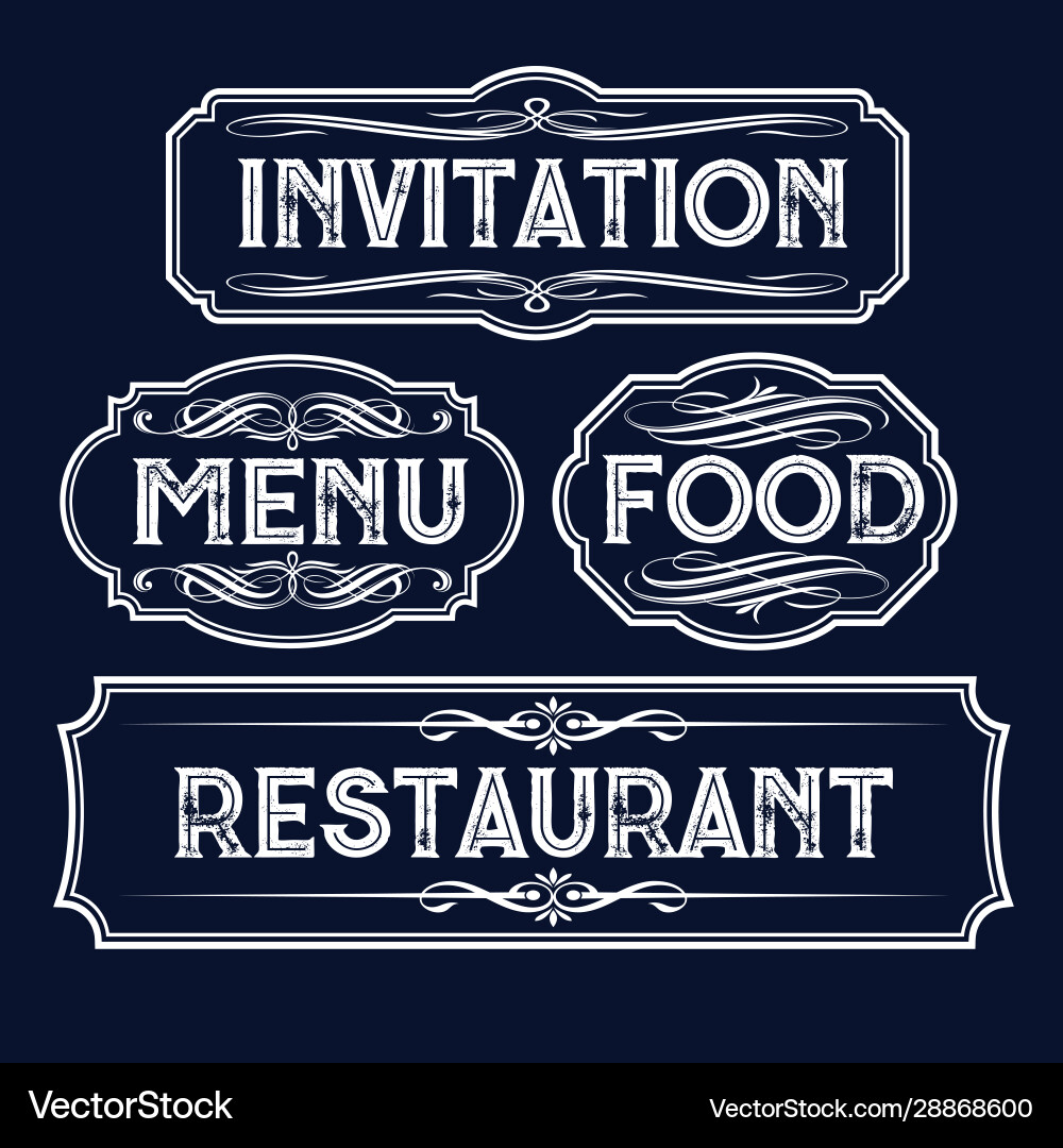 Vintage Restaurant Frames Set Royalty Free Vector Image