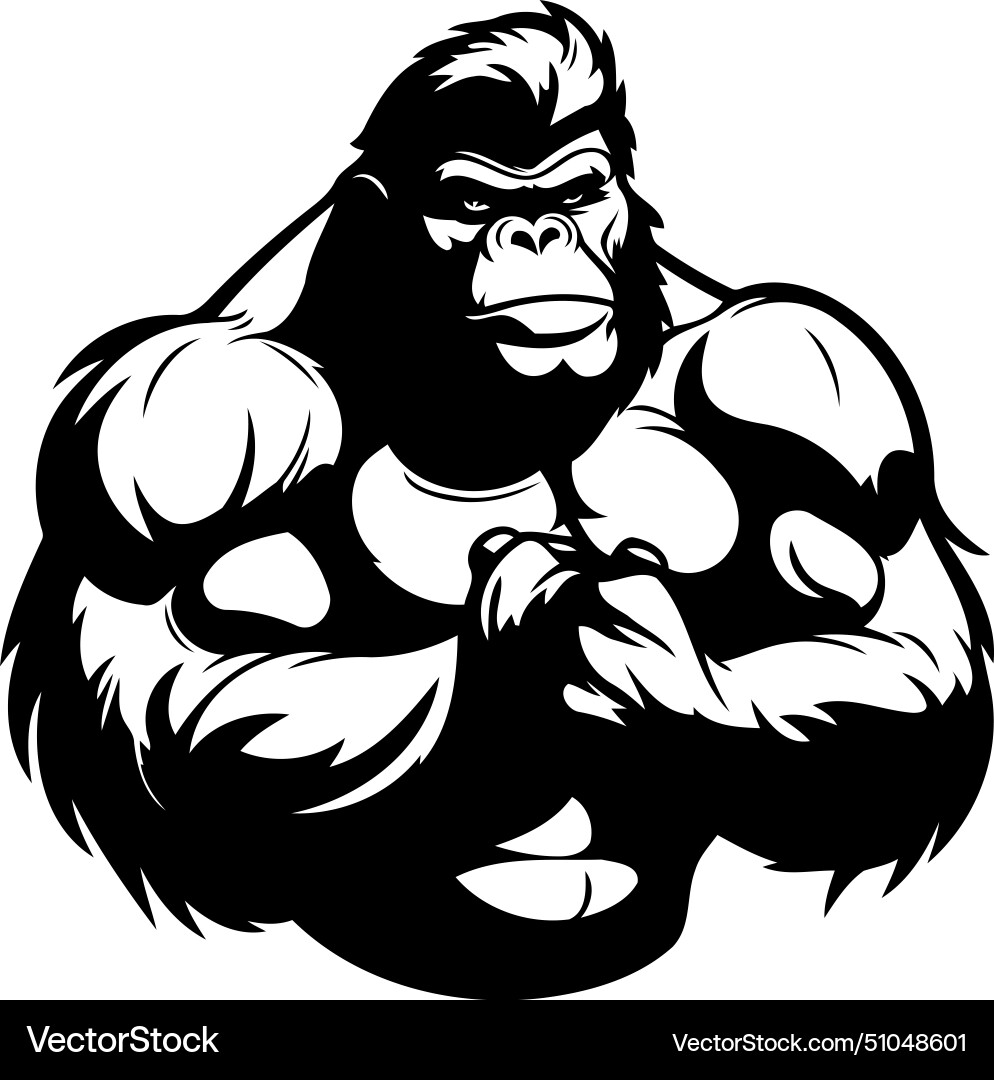 A strong gorilla flexing his muscles and biceps Vector Image