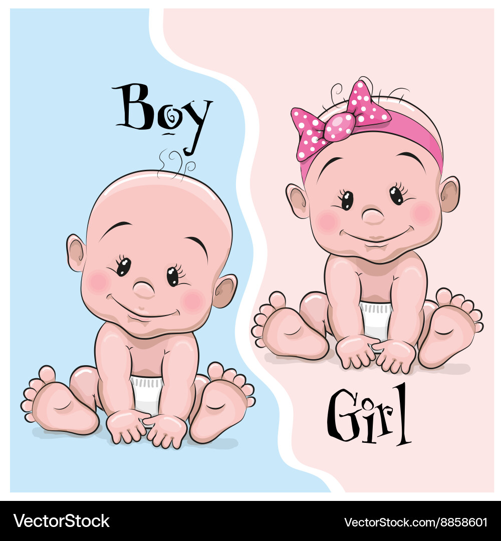 Baby boy and girl Royalty Free Vector Image - VectorStock