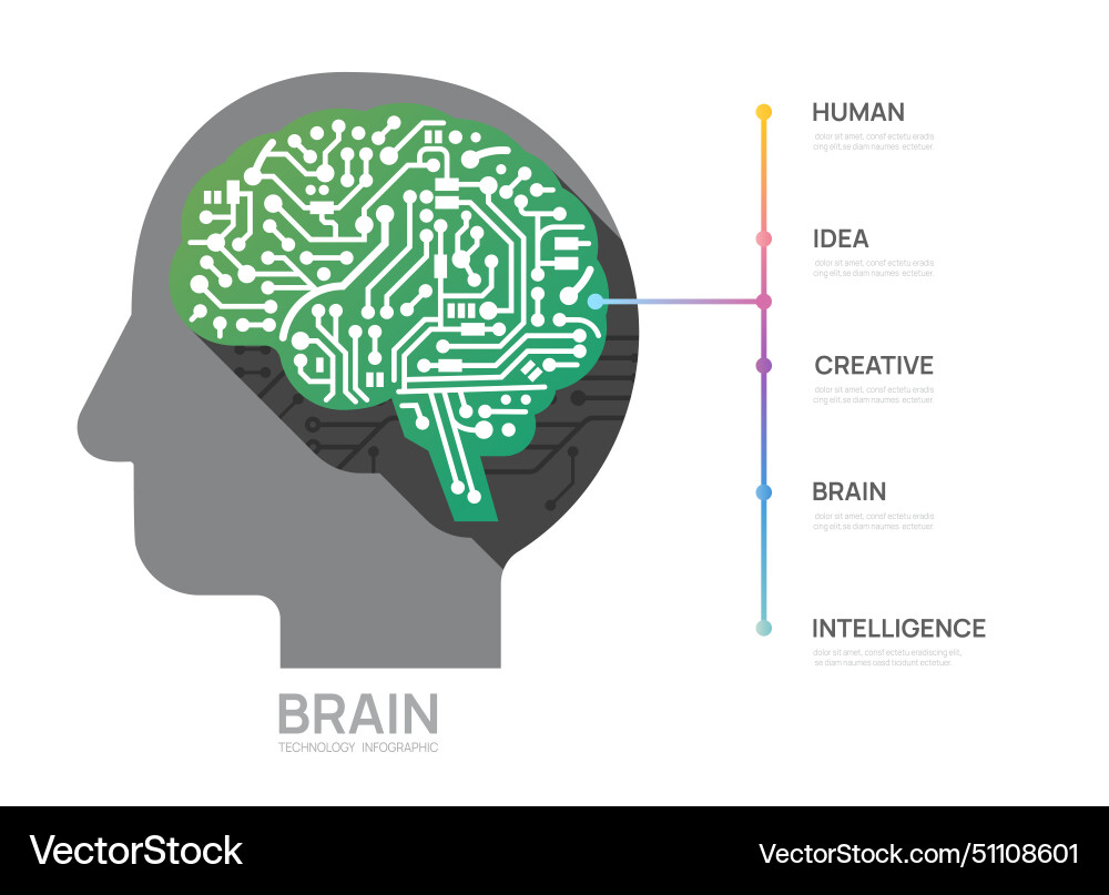 Circuit brain concept infograph technology Vector Image