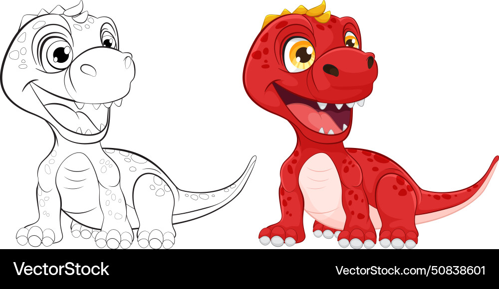 Colorful and playful red dinosaur graphic Vector Image