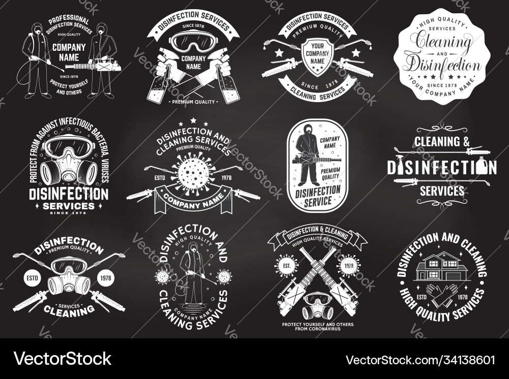 Disinfection and cleaning services badge logo Vector Image