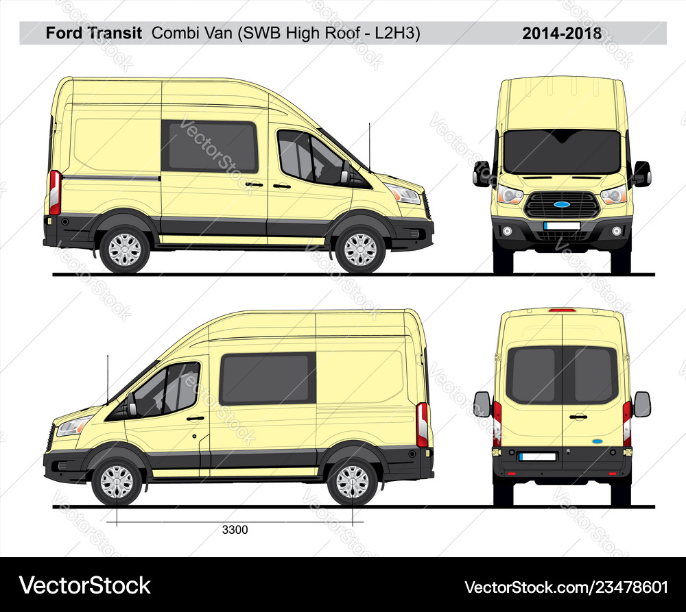 Ford Transit Combi L2H3 Delivery Van 2014-2018 Vector Image