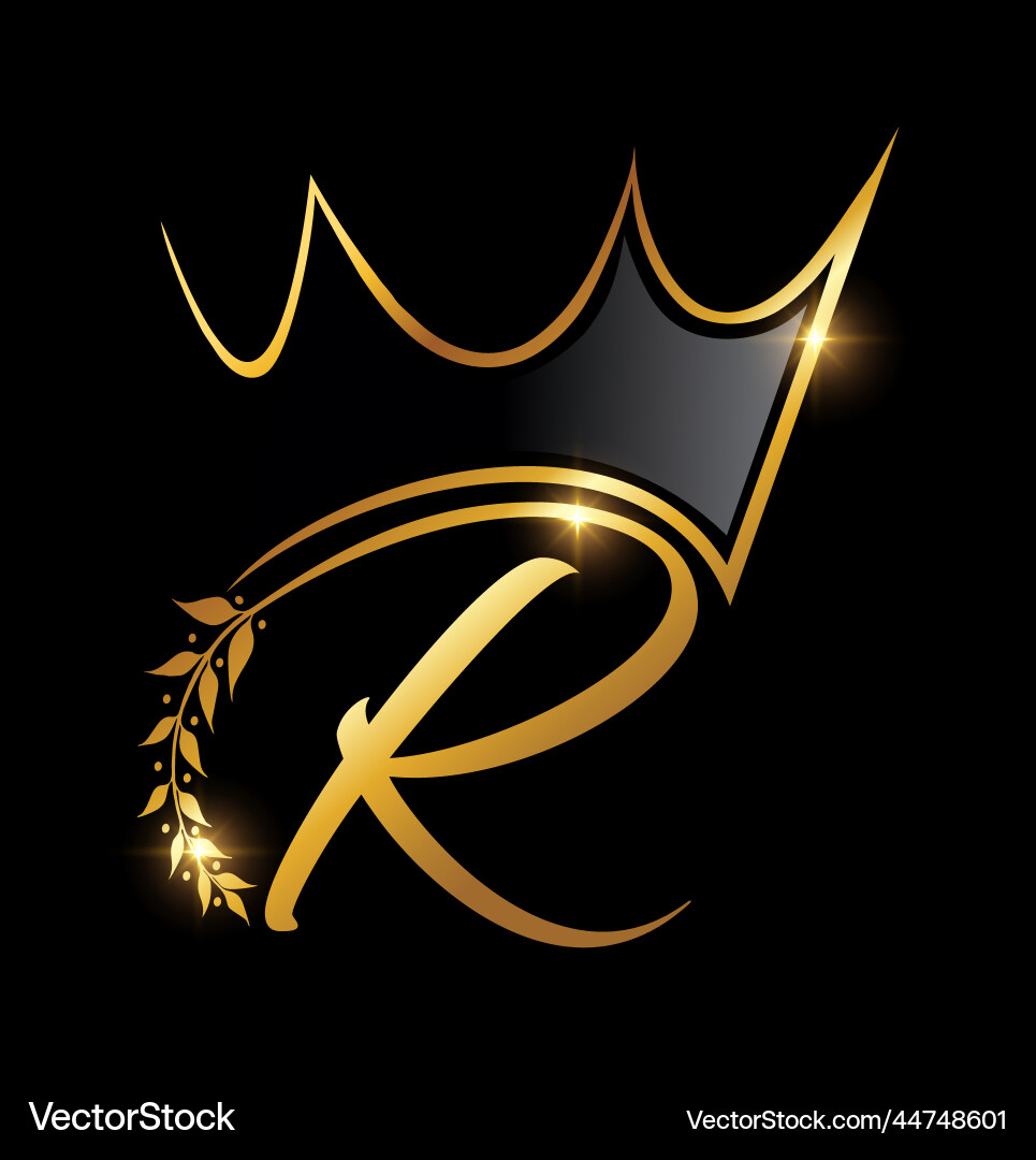 Gold Crown Initial R Monogram Royalty Free Vector Image