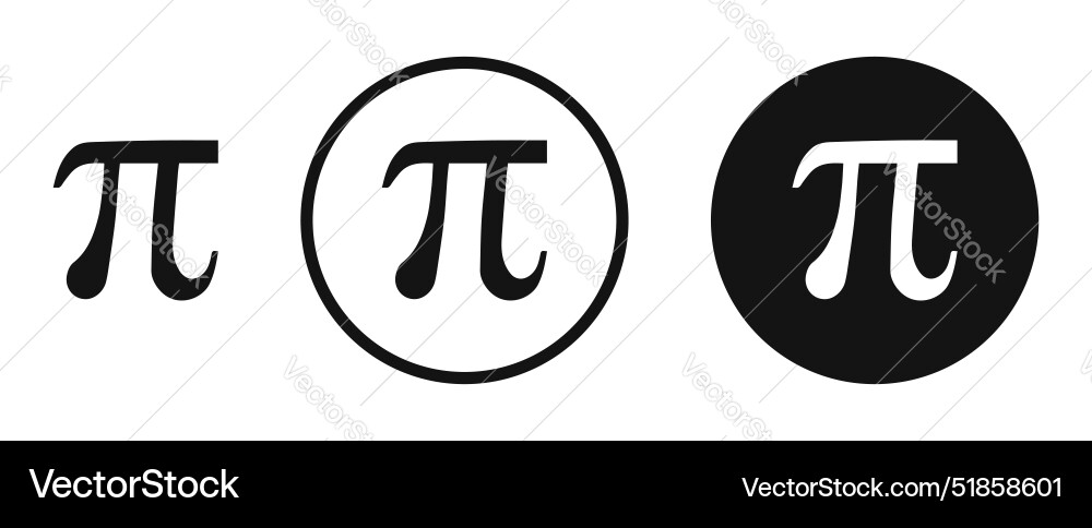 Pi icon set in black and blue colors Royalty Free Vector