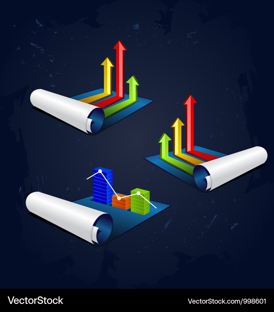 Roll of blue paper with colorful graph Royalty Free Vector