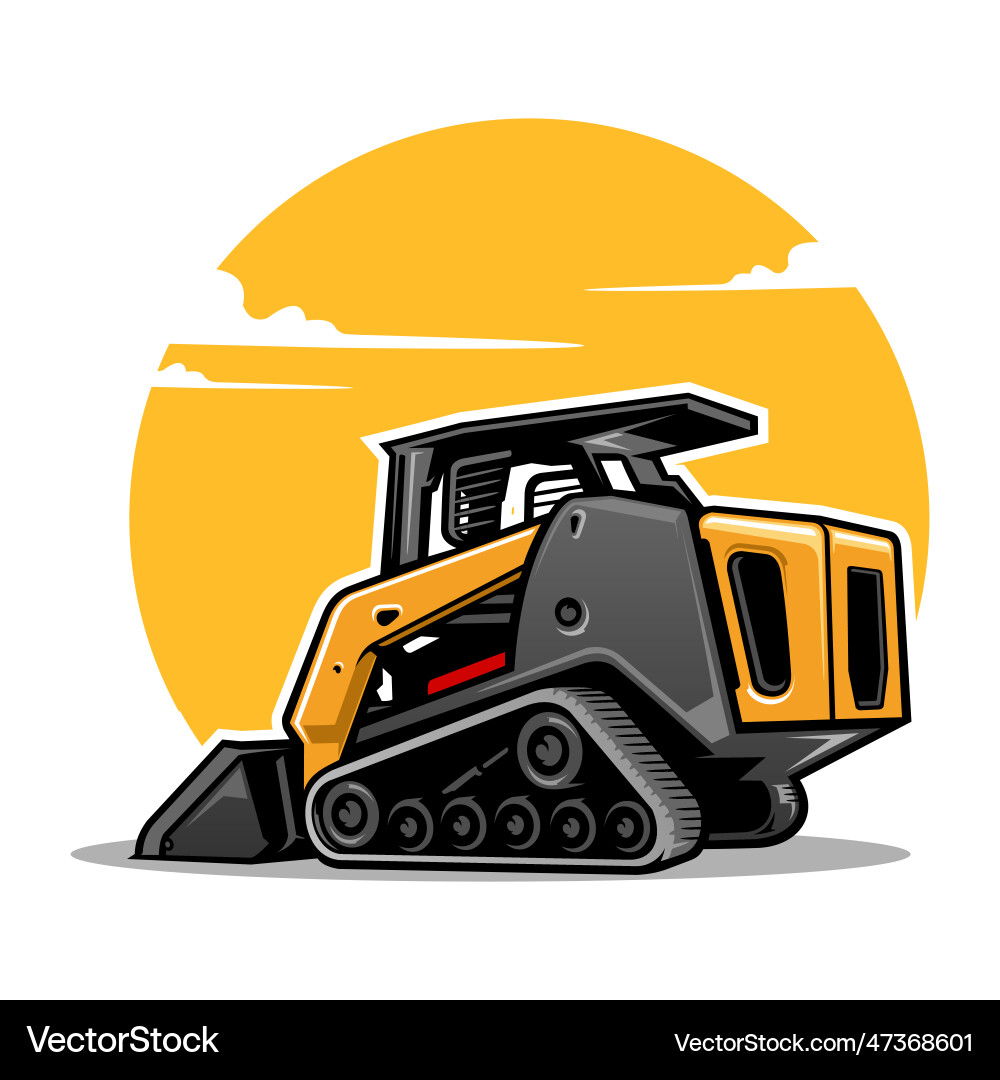 Yellow skid loader Royalty Free Vector Image - VectorStock