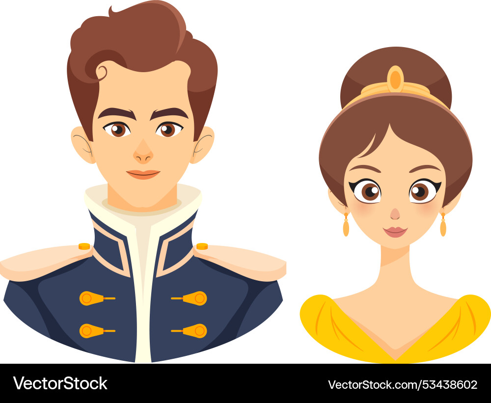 A prince and princess Royalty Free Vector Image