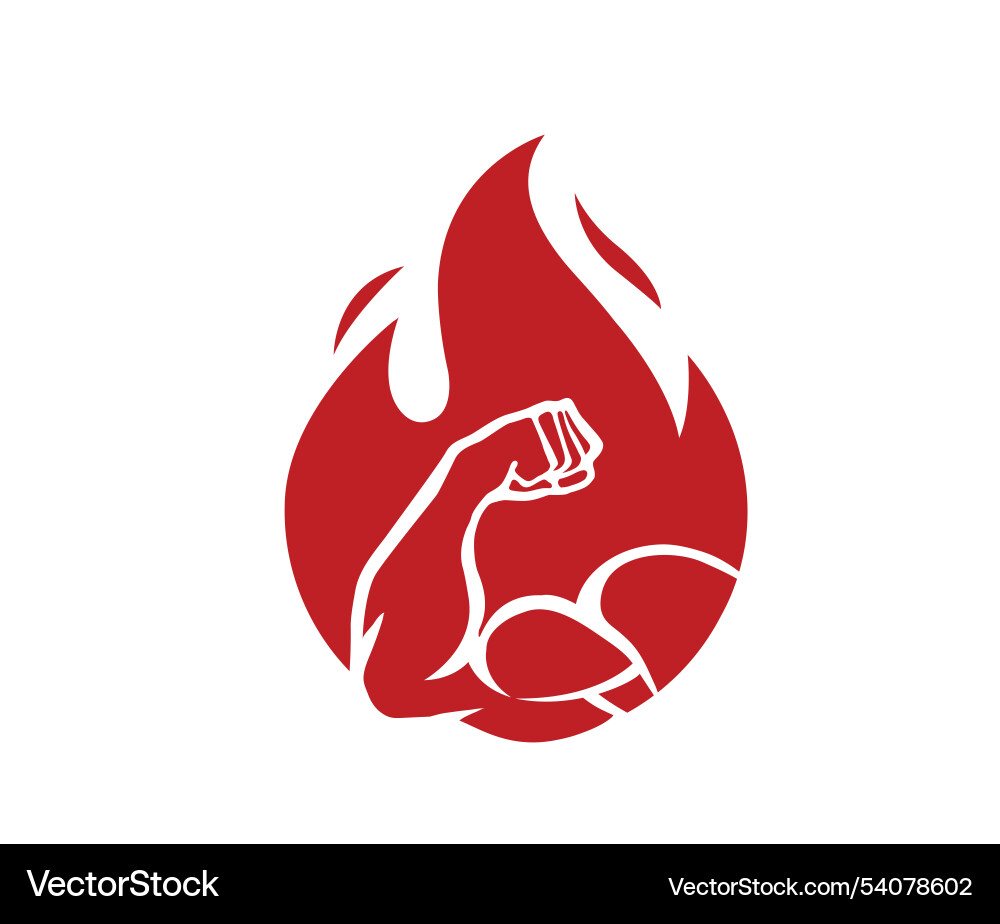 Bicep muscle fire logo icon symbol design Vector Image