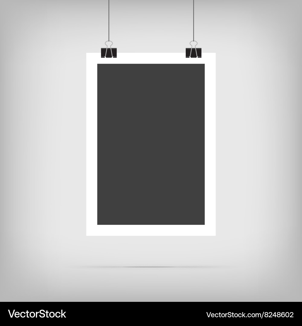 Hanging paper sign with paperclips and shadow Vector Image