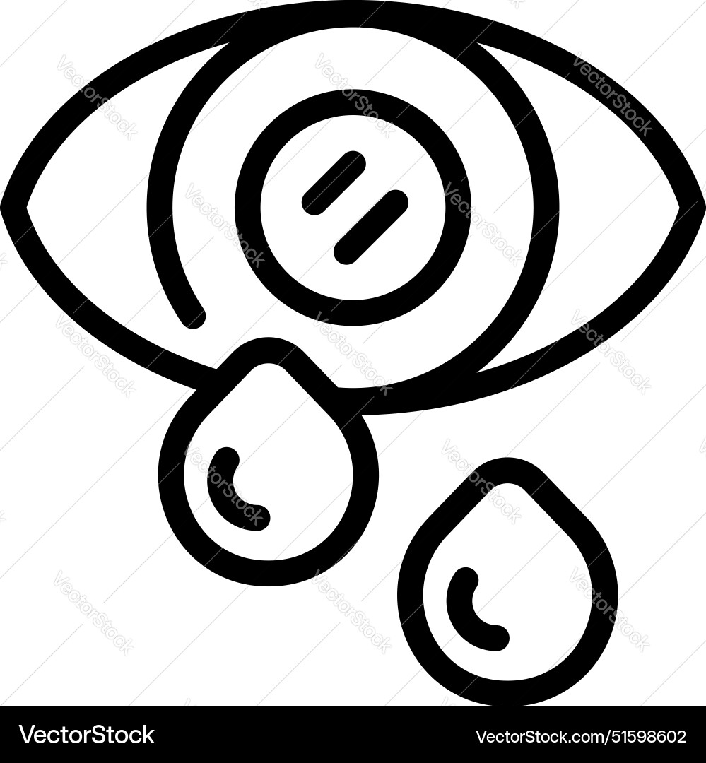 Human eye crying tears outline icon showing Vector Image