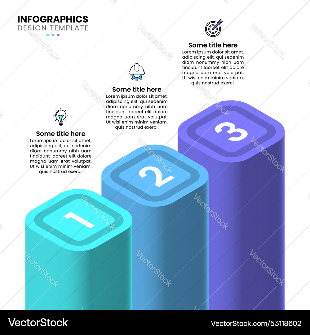 Infographic template 3 isometric columns Vector Image