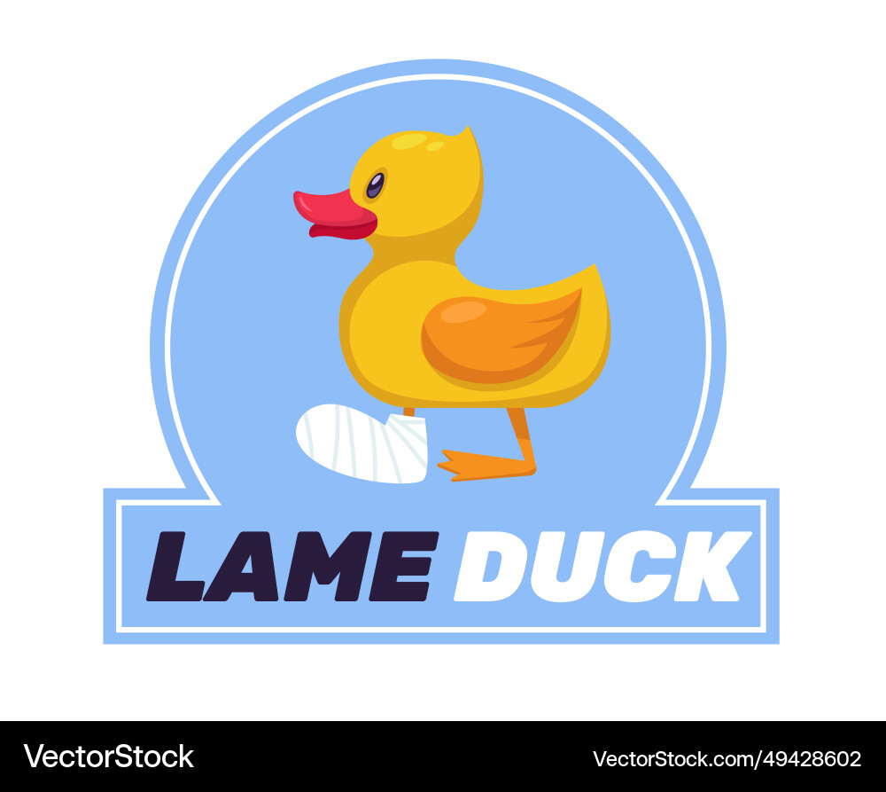 Lame duck with cast on his leg Royalty Free Vector Image