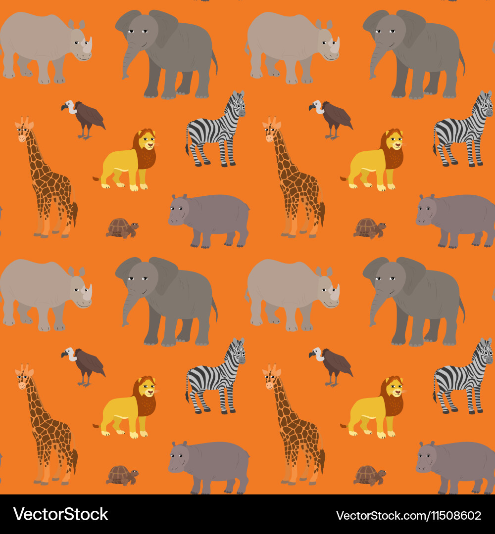 Seamless pattern with cartoon african animals Vector Image