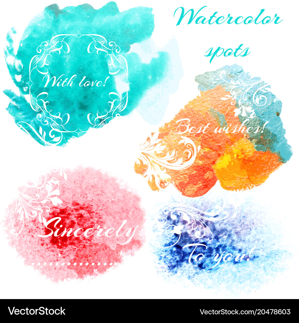 Abstract set with watercolor spots Royalty Free Vector Image