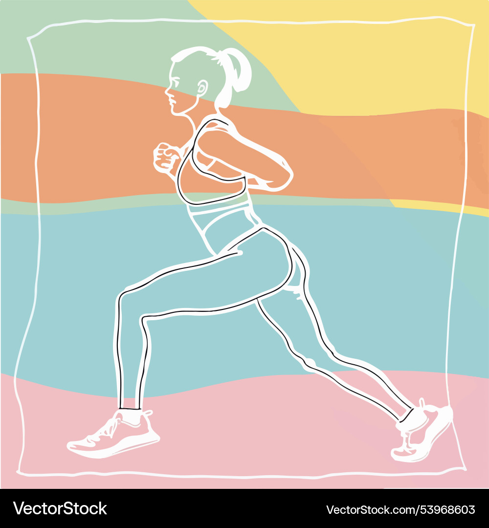 Athletic woman running outline Royalty Free Vector Image