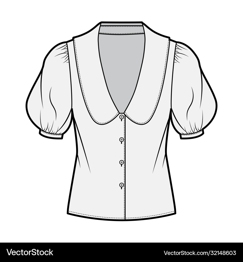 Blouse technical fashion with collar Royalty Free Vector