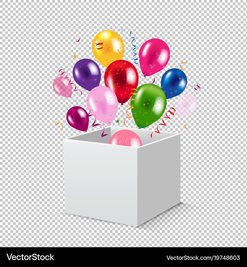 Box and balloons Royalty Free Vector Image - VectorStock