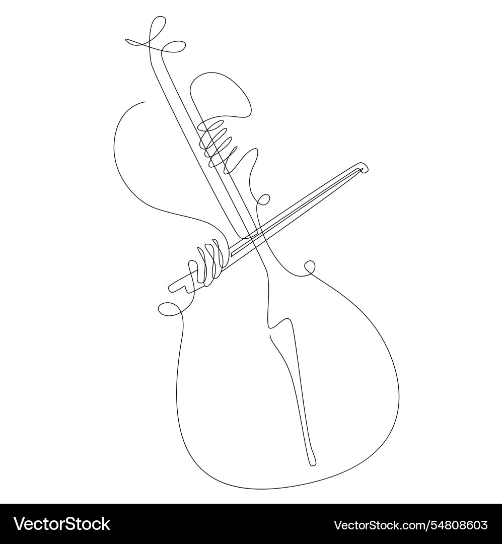 Cellist hands playing cello line Royalty Free Vector Image