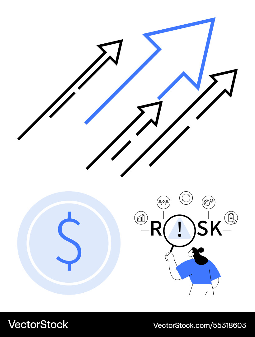 Financial growth arrows risk assessment Royalty Free Vector
