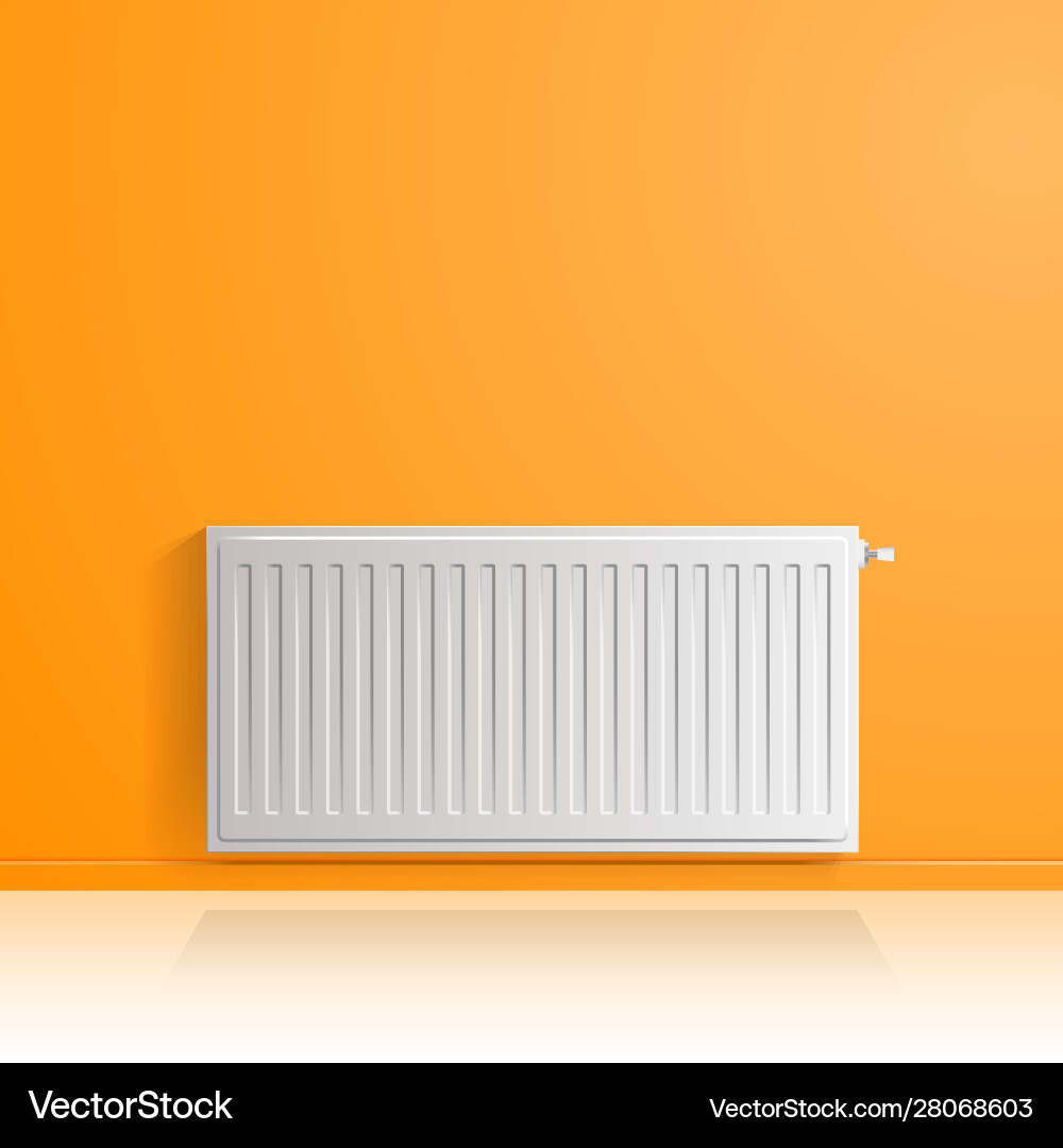 Heating radiator on orange wall front view Vector Image
