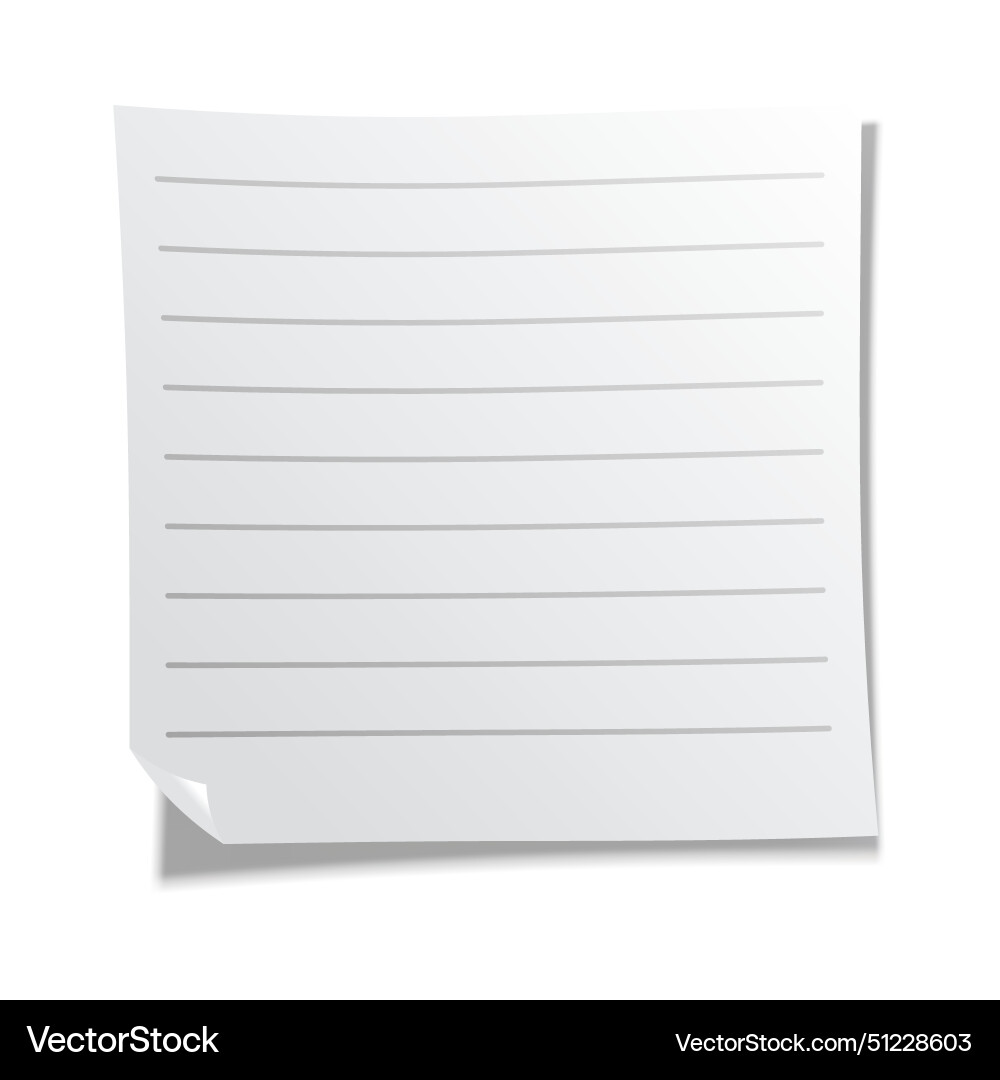 Lined sticky note blank paper sheet Royalty Free Vector