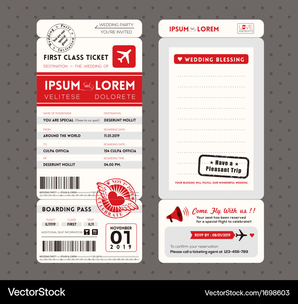 Airline Boarding Pass Invitation Templates 222 Airplane Ticket Wedding