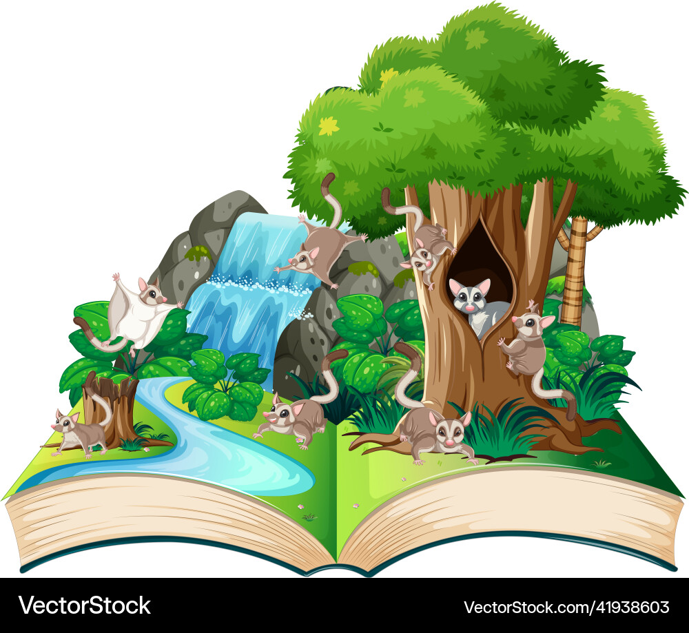 Nature scene with many trees Royalty Free Vector Image