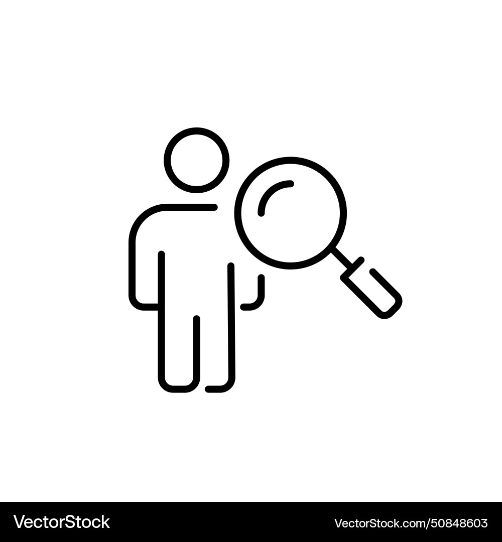 Person behind magnifying glass user behavior Vector Image