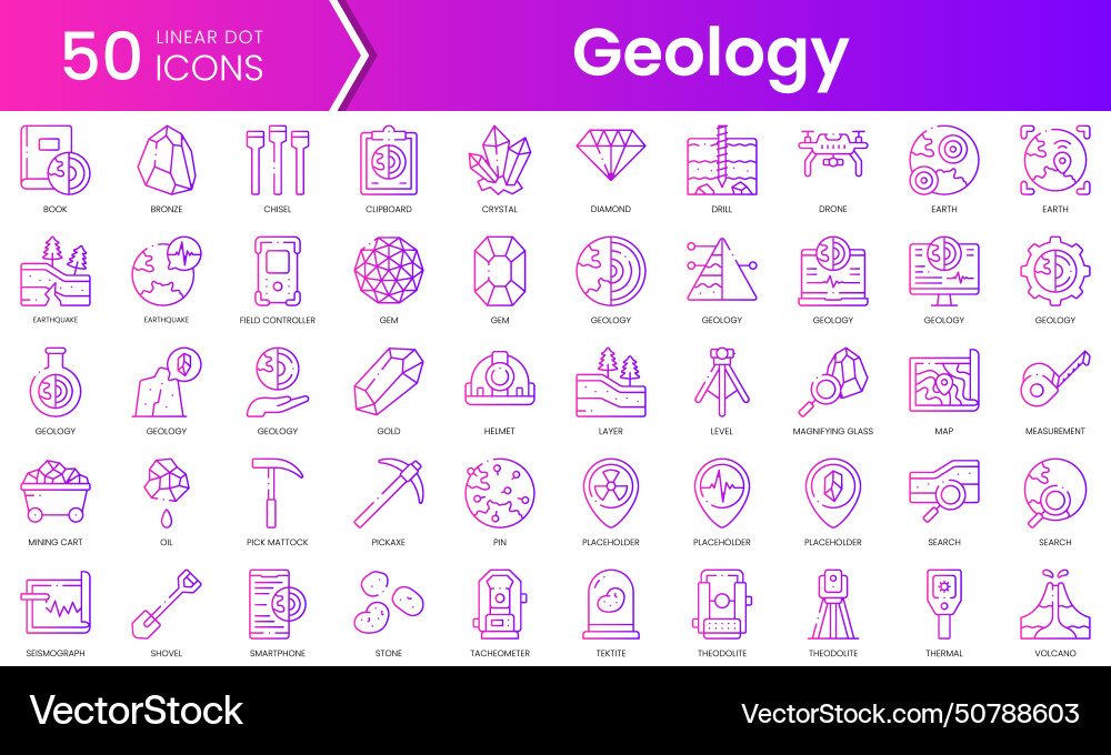 Set of geology icons gradient style icon bundle Vector Image