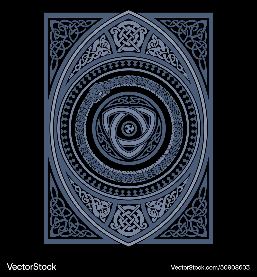 Vintage style design a coiled ouroboros snake Vector Image