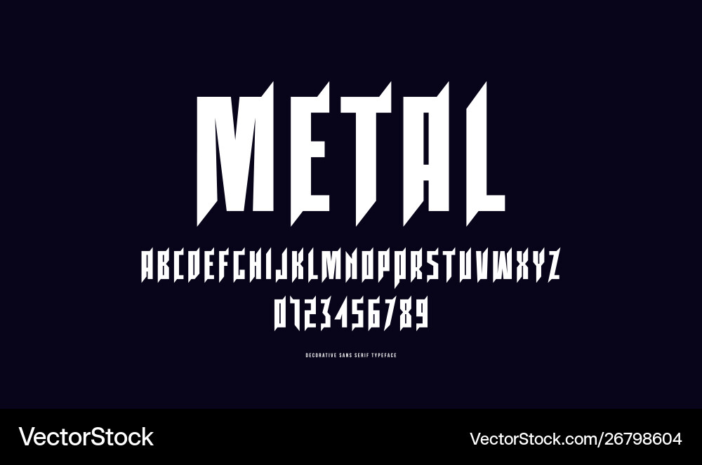 Decorative narrow sans serif font Royalty Free Vector Image