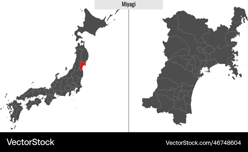 Map of miyagi prefecture japan Royalty Free Vector Image